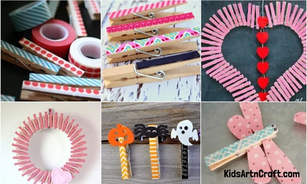 Washi Tape Craft Using Clothespin - Kids Art & Craft