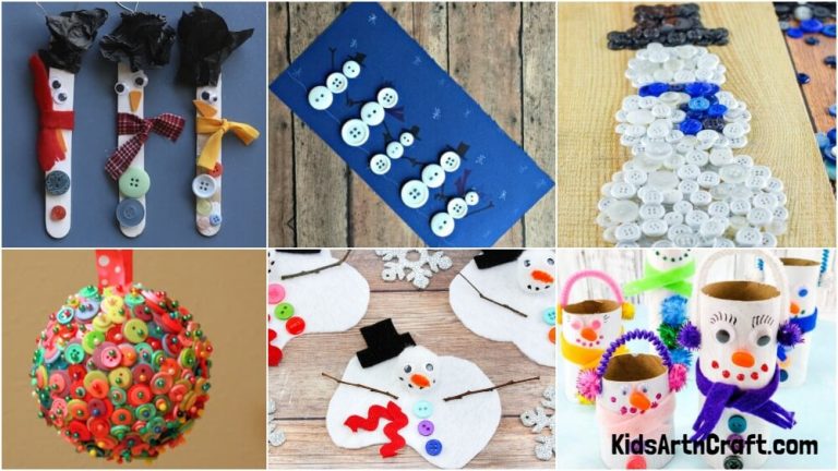 Winter Button Crafts for Kids - Kids Art & Craft