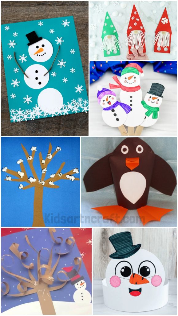 Winter Crafts With Construction Paper - Kids Art & Craft