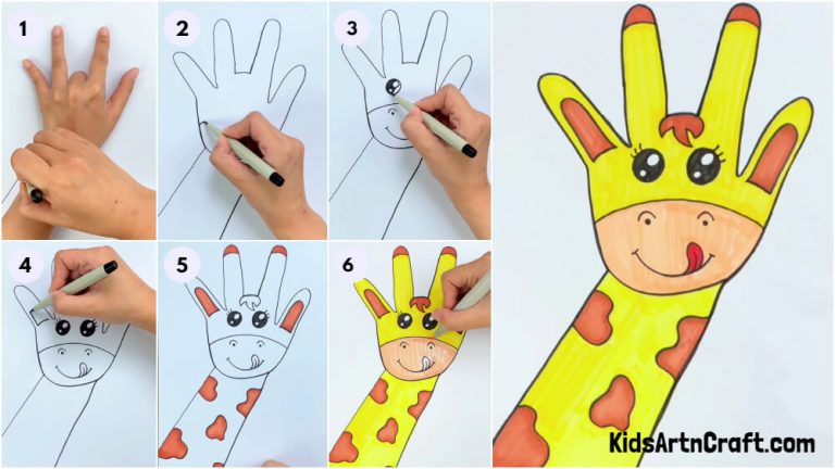 Amazing Way To Make Handprint Giraffe Painting Art - Kids Art & Craft