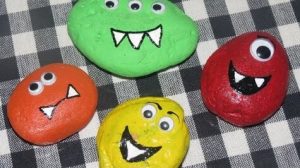 Cute Monster Painted Rock Crafts - Kids Art & Craft