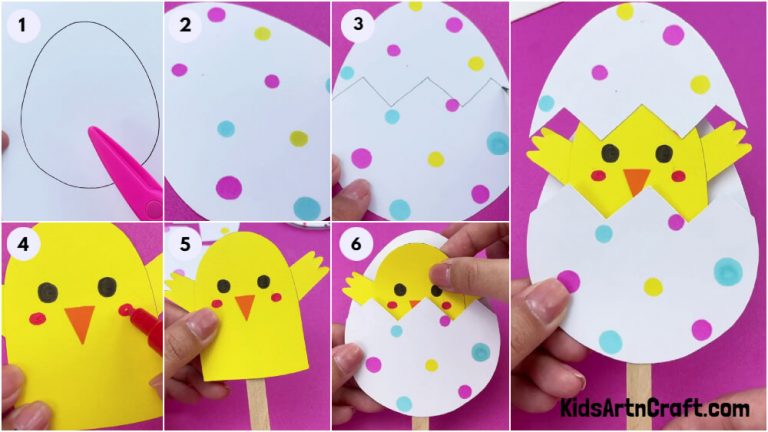 Easter Egg Chick Craft Using Popsicle Stick - Kids Art & Craft