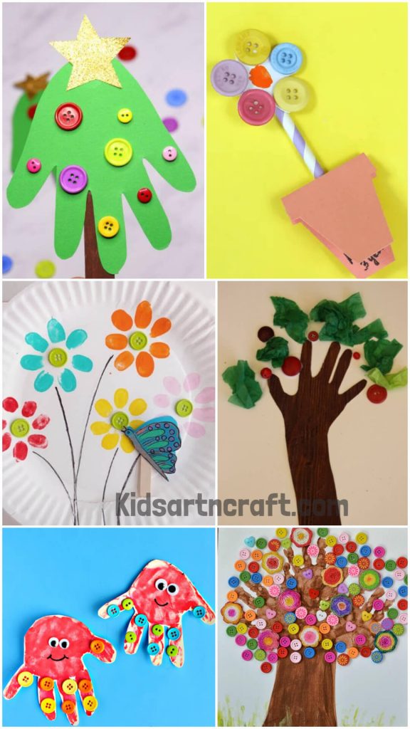 Fingerprint & Handprint Button Craft Ideas for Kids - Kids Art & Craft