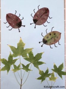 Ladybug Art & Craft Using Leaves – Step by Step Tutorial - Kids Art & Craft