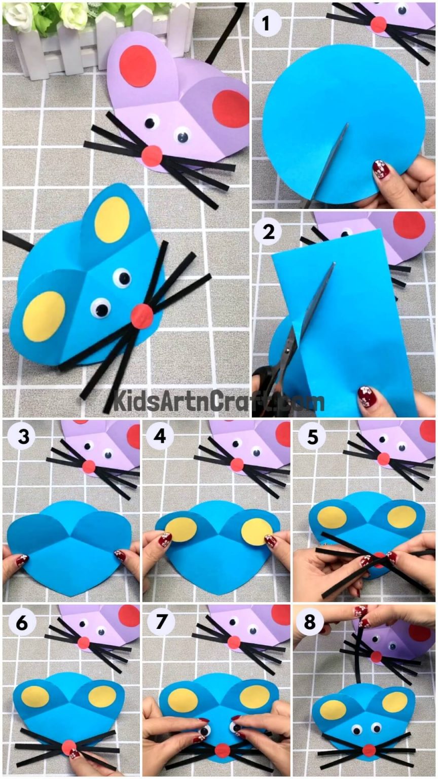 Paper Mouse Craft For Kids - Step by Step Tutorial - Kids Art & Craft