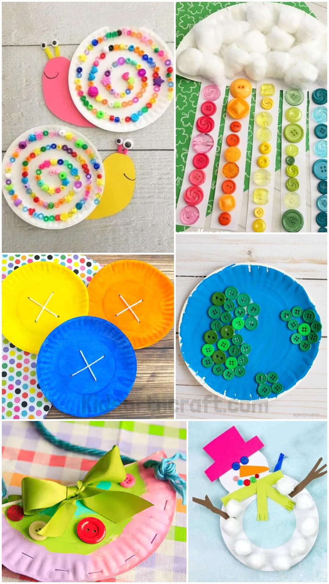 Button Crafts With Paper Plate - Kids Art & Craft