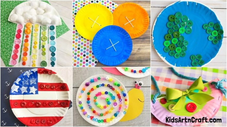 Button Crafts With Paper Plate - Kids Art & Craft
