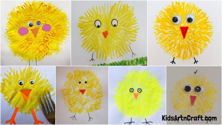 Chick Fork Paintings For Toddlers - Kids Art & Craft