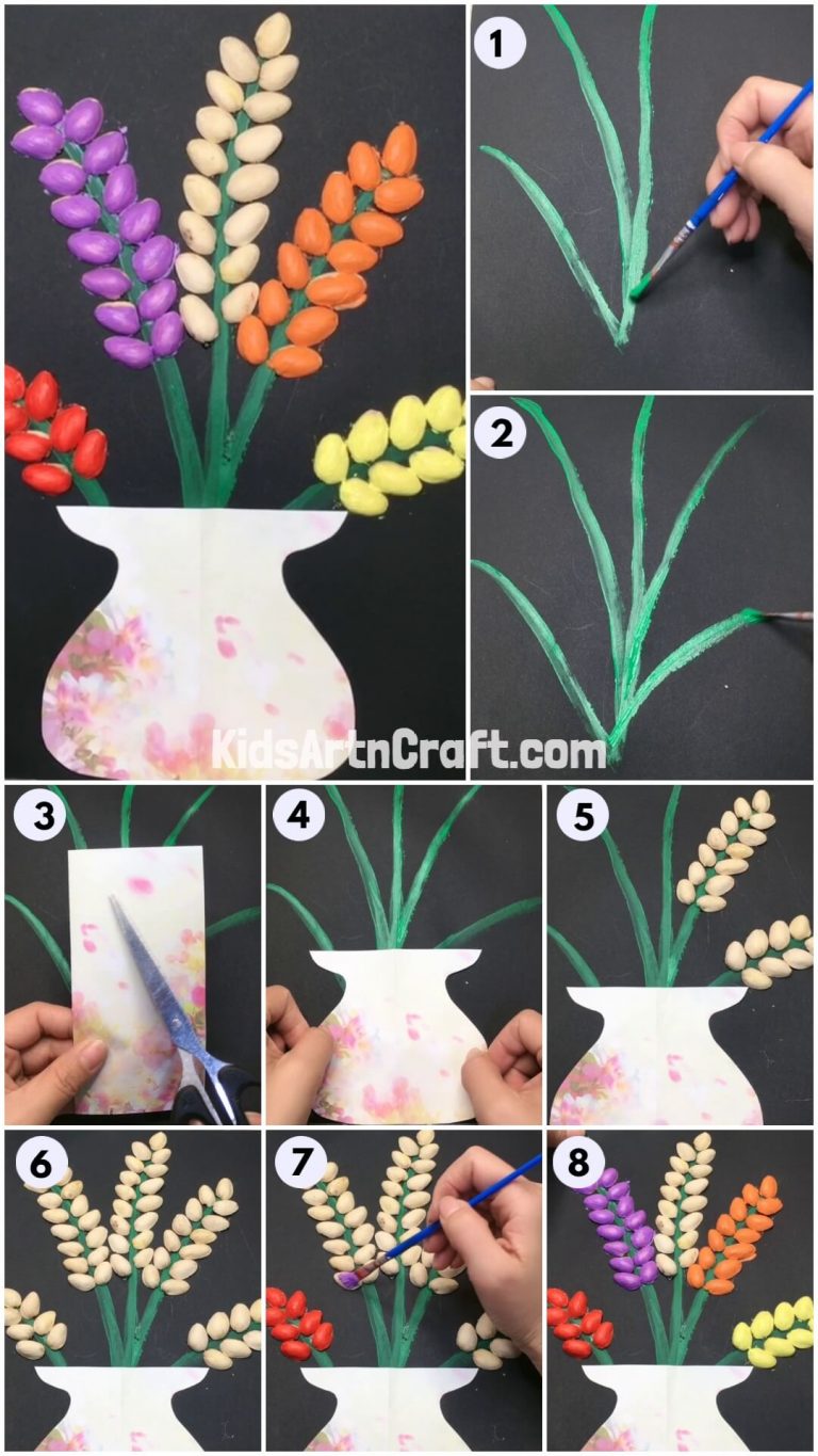 Colorful Flower Painting With Pista Shells - Step by Step Tutorial ...