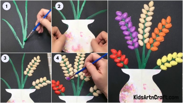 Colorful Flower Painting With Pista Shells - Step by Step Tutorial ...
