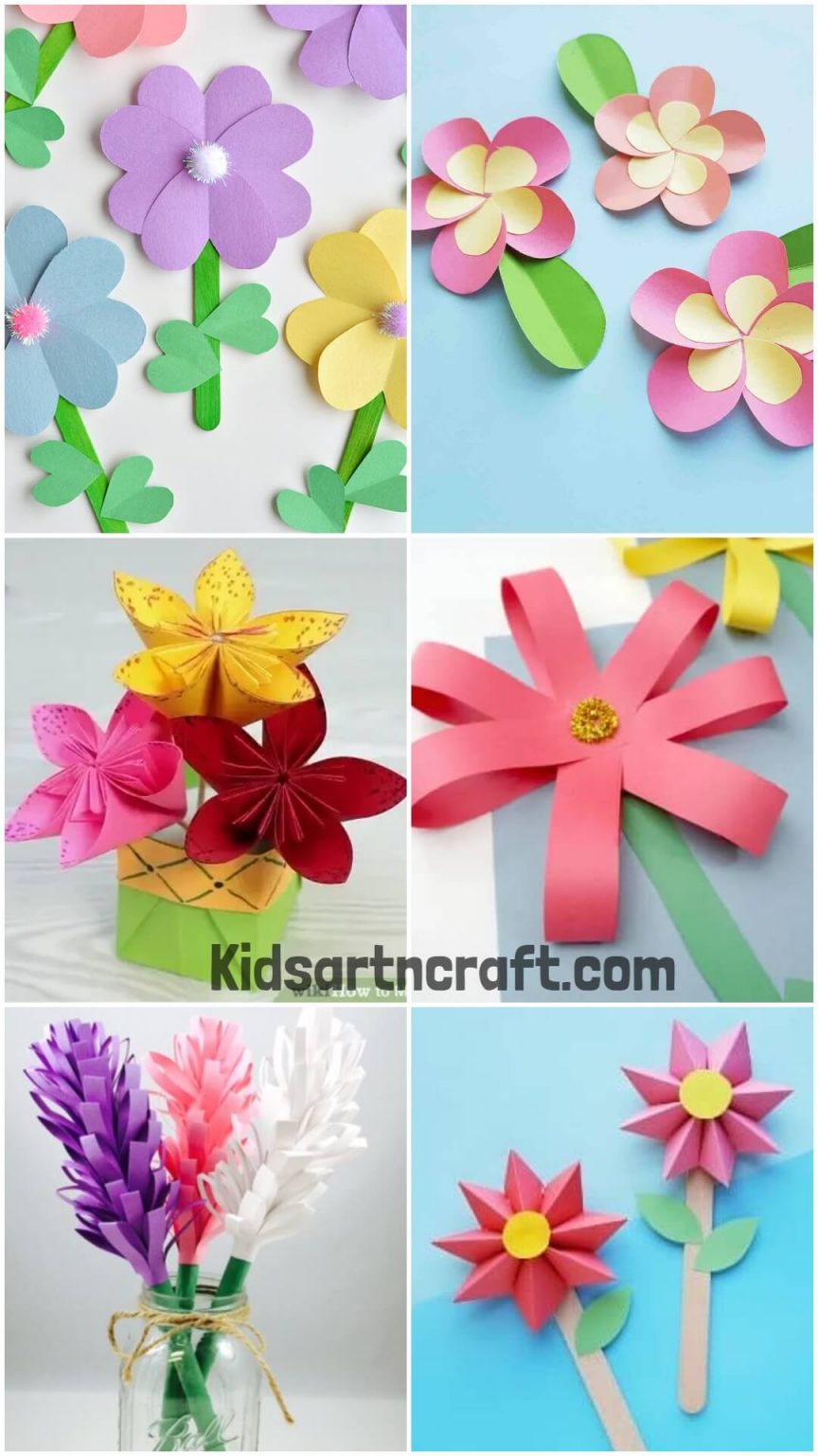 Construction Paper Flower Crafts - Kids Art & Craft