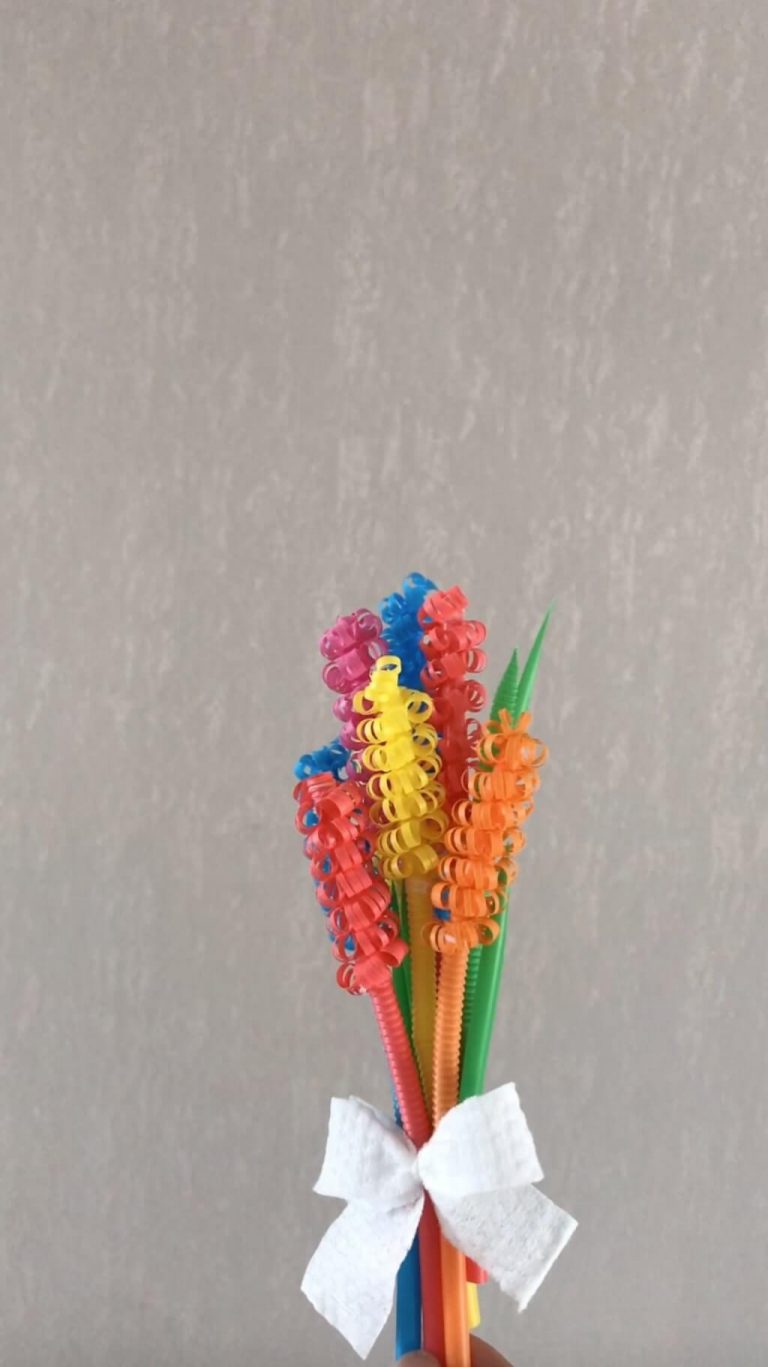 Beautiful Flower Crafts Using Straw - Kids Art & Craft