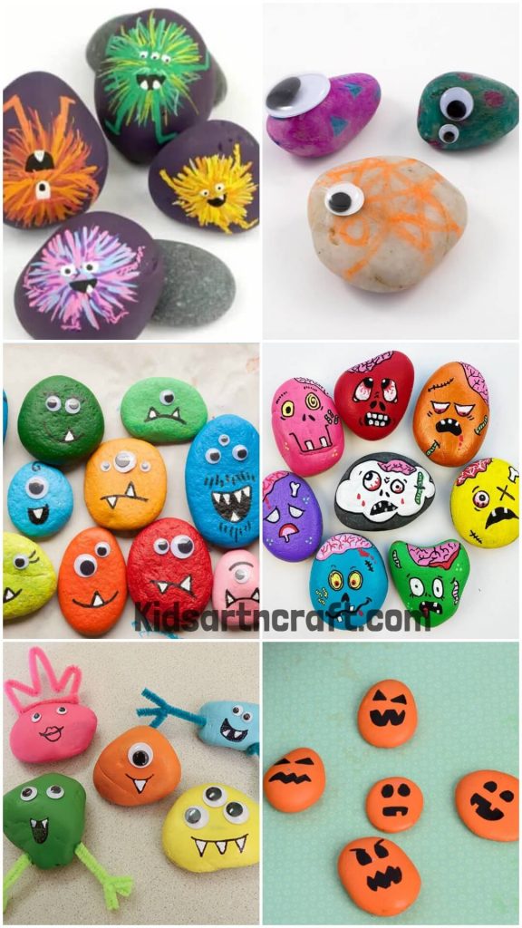 Cute Monster Painted Rock Crafts - Kids Art & Craft