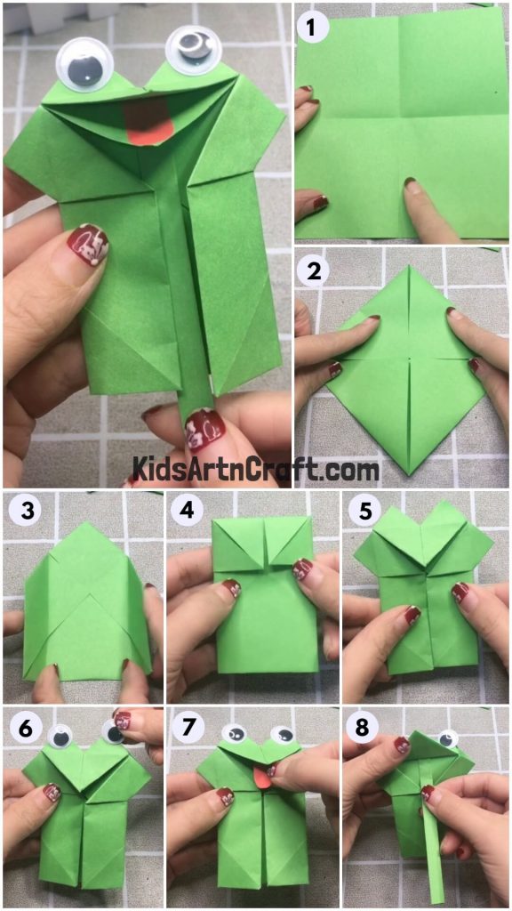 Cute Origami Frog Craft For Kids - Step By Step Tutorial - Kids Art & Craft