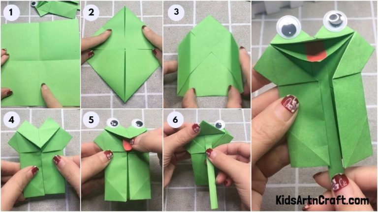 Cute Origami Frog Craft For Kids - Step By Step Tutorial - Kids Art & Craft