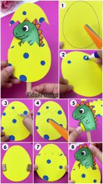 DIY Hatching Baby Dinosaur Craft Using Popsicle Stick - Kids Art & Craft