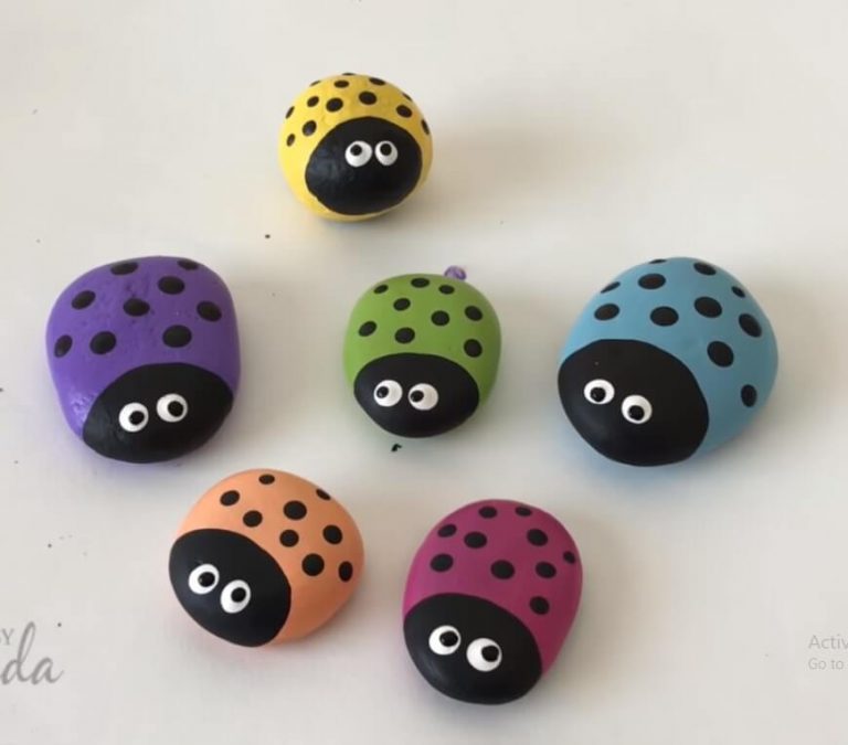 DIY Ladybugs Painted Rocks For Kids - Kids Art & Craft