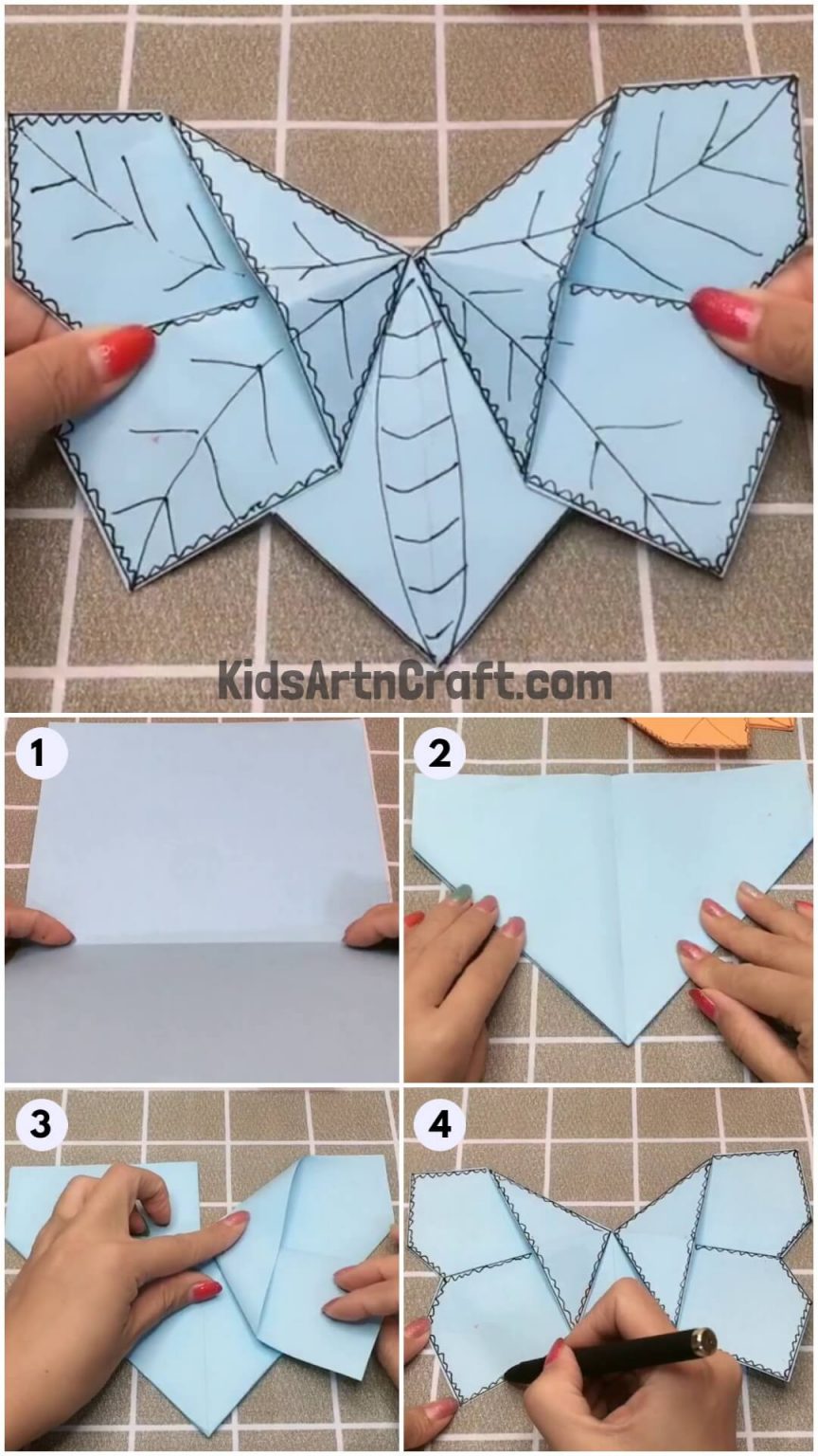 DIY Origami Paper Butterfly Craft - Step by Step Image Tutorial - Kids ...