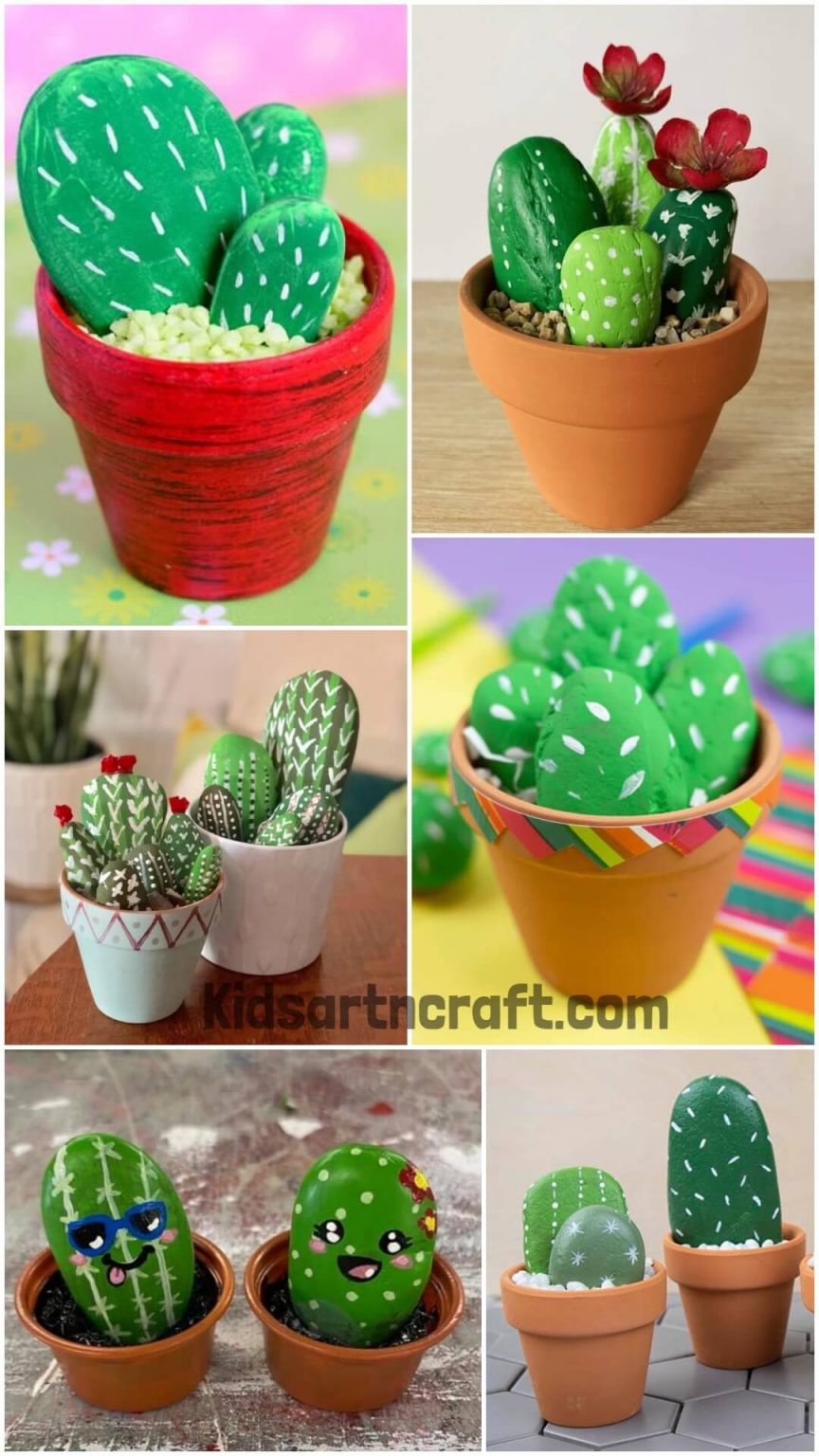 Rock Cactus Crafts for Kids - Kids Art & Craft