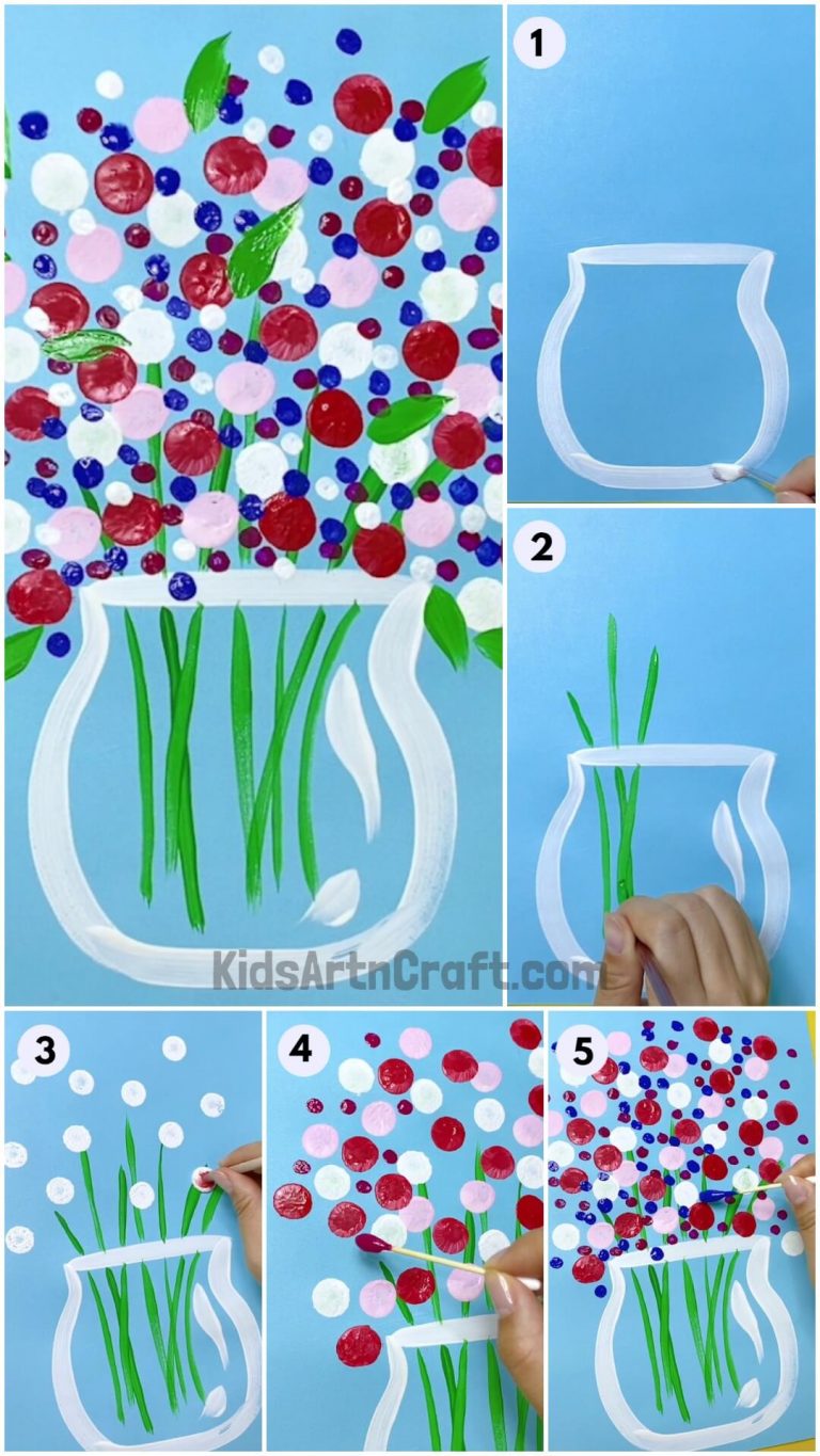 DIY Simple Flower Painting Art - Step by Step Tutorial - Kids Art & Craft