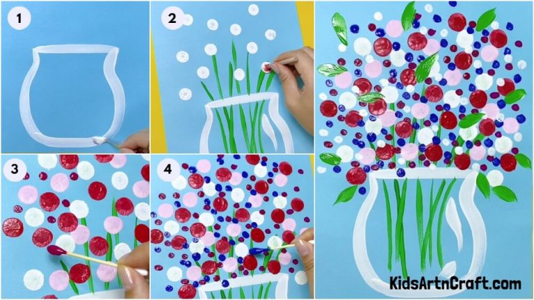 DIY Simple Flower Painting Art - Step by Step Tutorial - Kids Art & Craft
