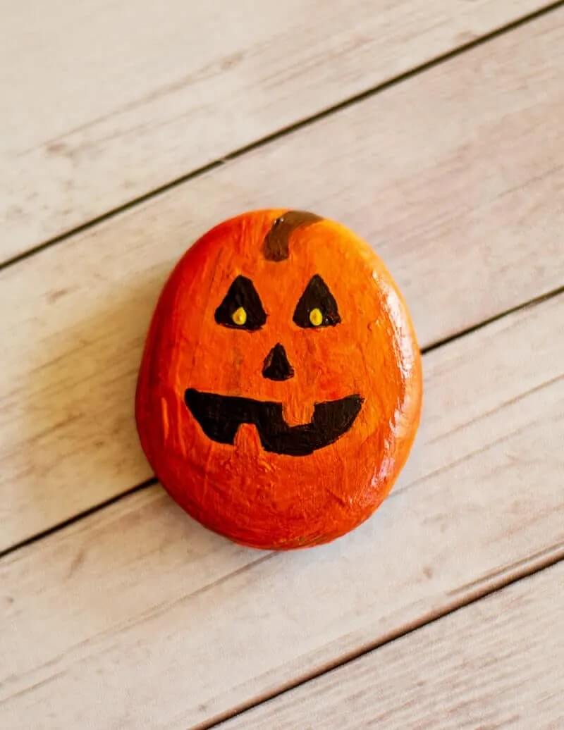 Easy & Simple Pumpkin Rock Painting- Halloween Crafts - Kids Art & Craft