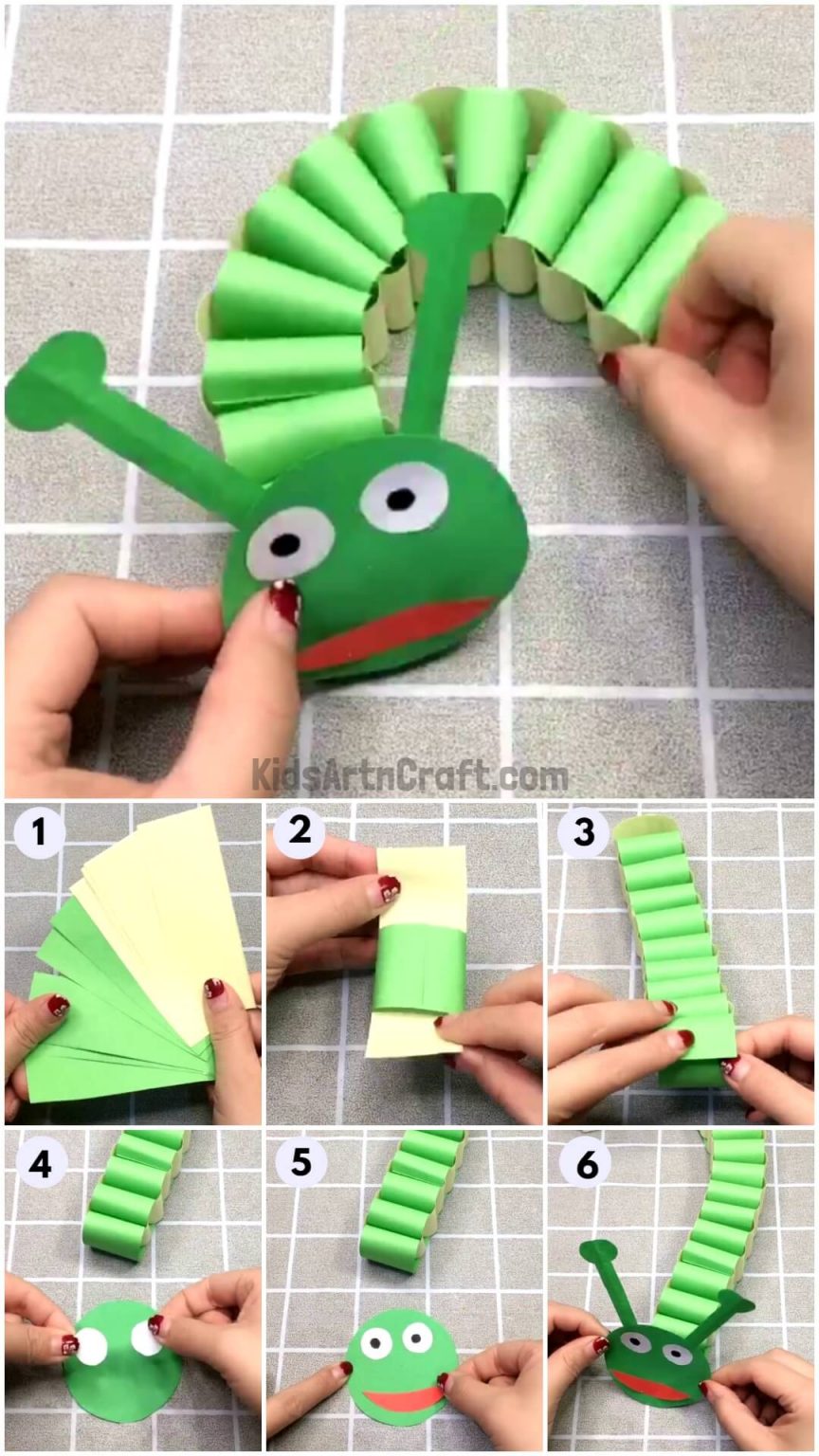 Easy Caterpillar Paper Craft For Kids with Instructions - Kids Art & Craft