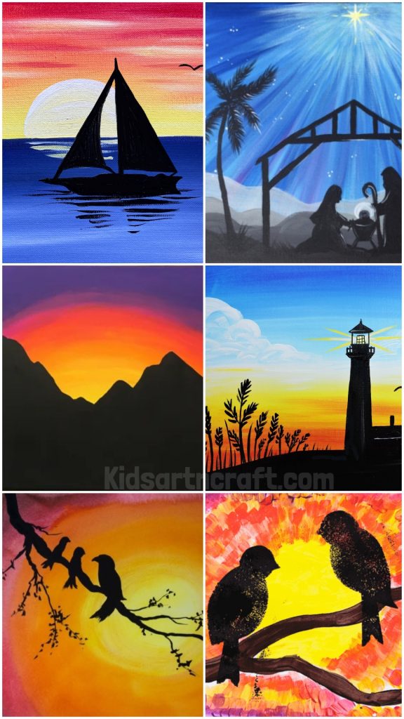 Easy Silhouette painting for beginners - Kids Art & Craft