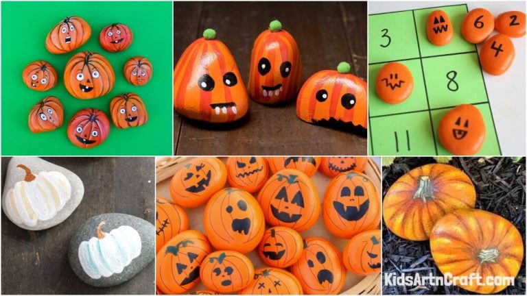 Pumpkin Rock Painting Halloween Crafts - Kids Art & Craft