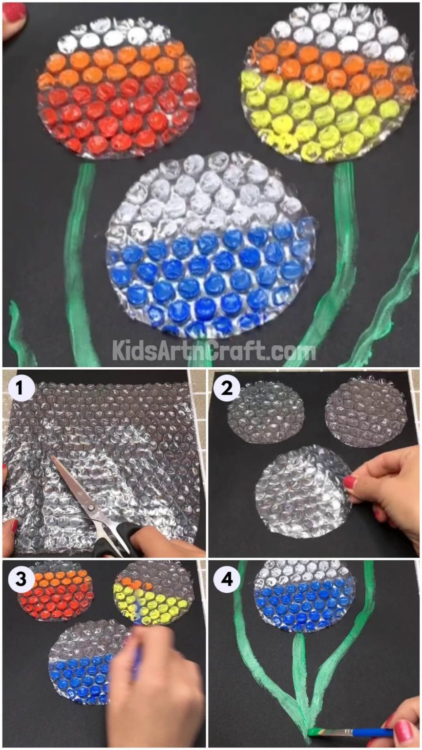 Easy To Make Bubble Wrap Flower Craft For Kids- Step By Step Tutorial ...