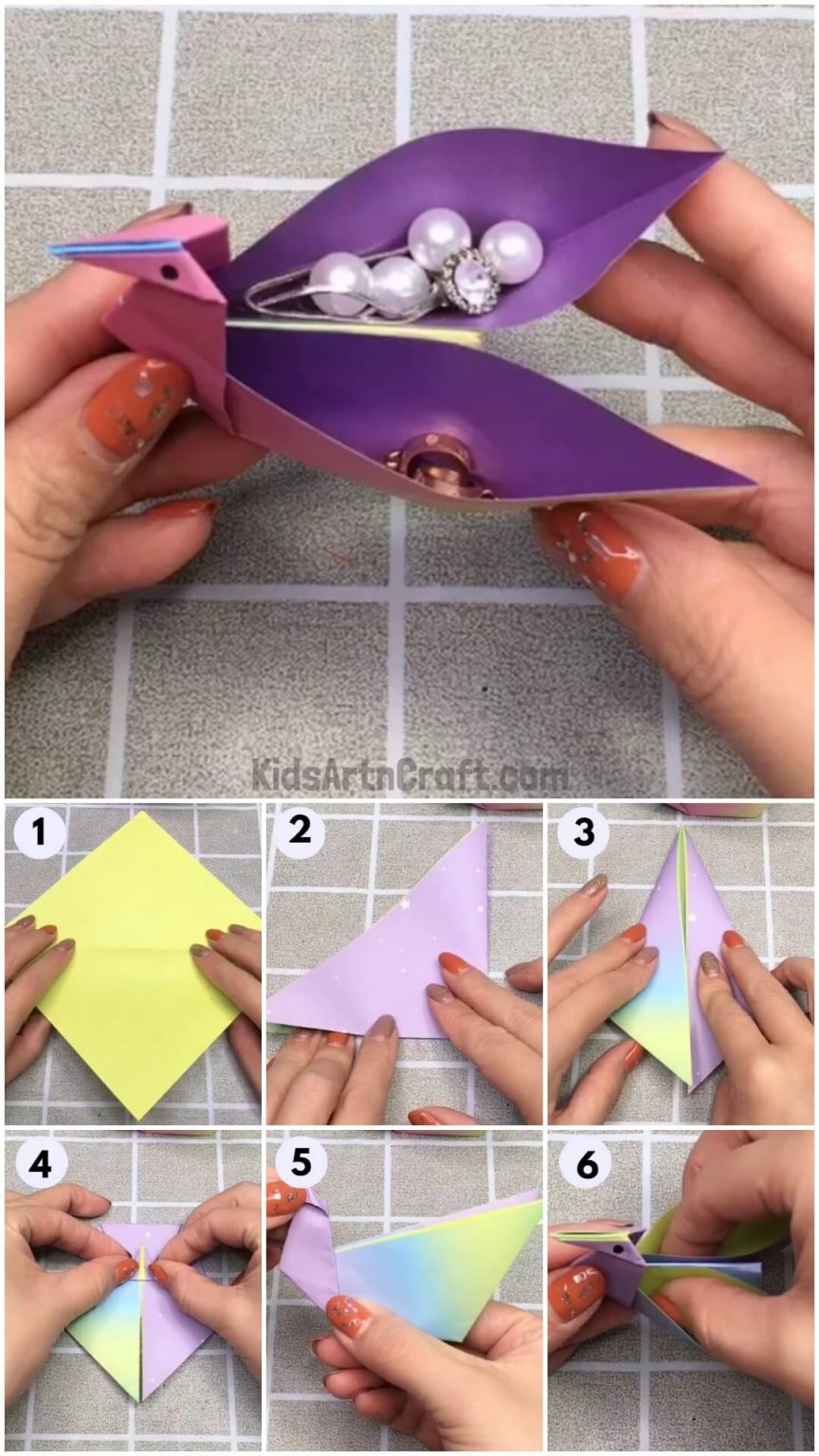 Easy To Make Origami Paper Swan Craft For Kids - Step By Step Tutorial - Kids Art & Craft