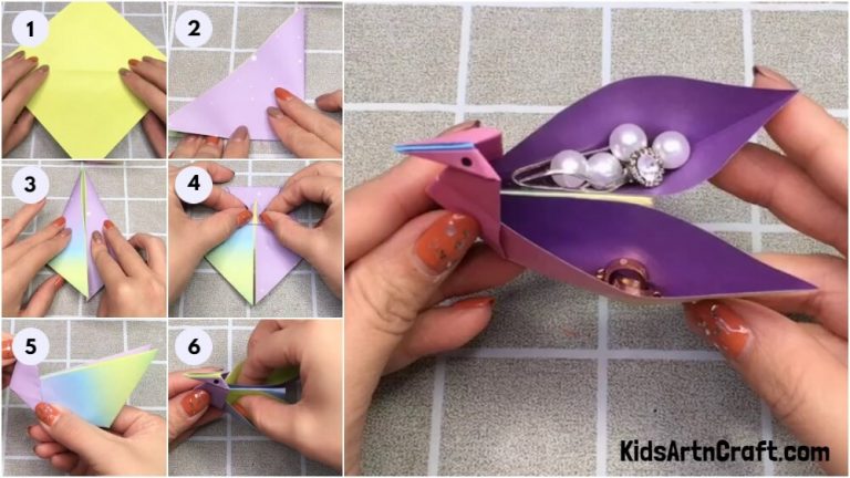 Easy To Make Origami Paper Swan Craft For Kids - Step By Step Tutorial - Kids Art & Craft