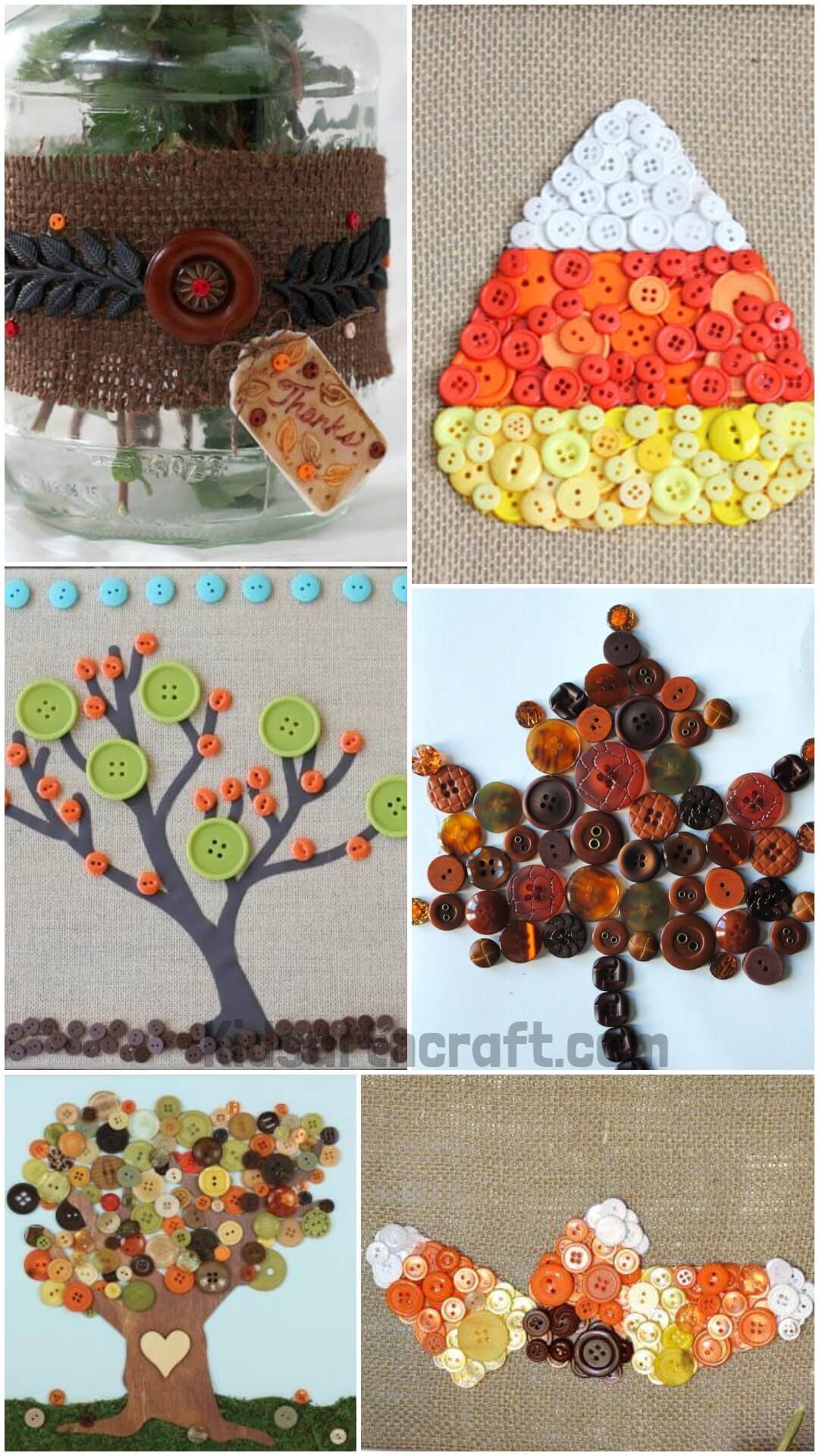 Beautiful Fall Button Crafts - Kids Art & Craft