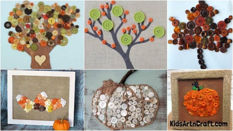 Beautiful Fall Button Crafts - Kids Art & Craft
