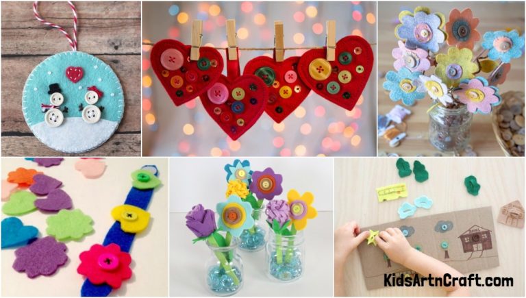 DIY Felt Button Crafts for Kids - Kids Art & Craft