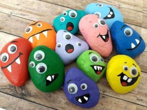 Cute Monster Painted Rock Crafts - Kids Art & Craft