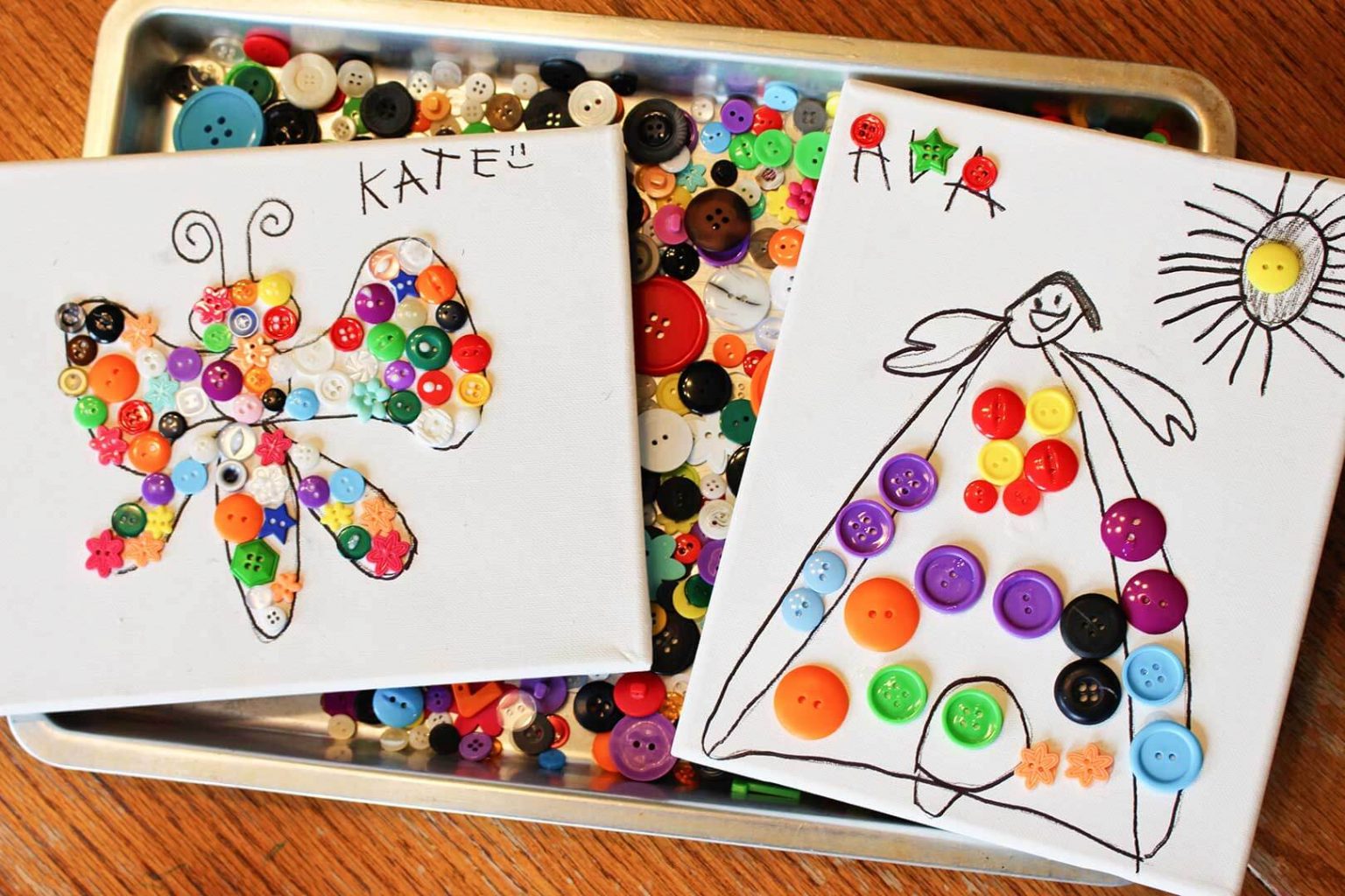 Button Canvas Art and Craft For Kids - Kids Art & Craft