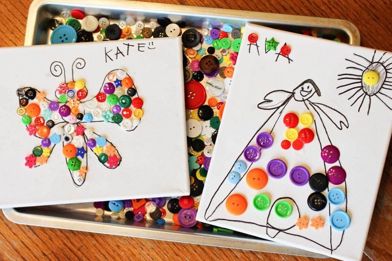 Button Canvas Art and Craft For Kids - Kids Art & Craft