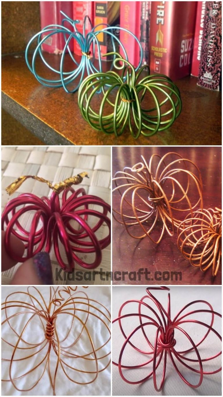 Handmade Floral Wire Pumpkin Crafts - Kids Art & Craft