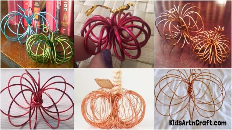 Handmade Floral Wire Pumpkin Crafts - Kids Art & Craft