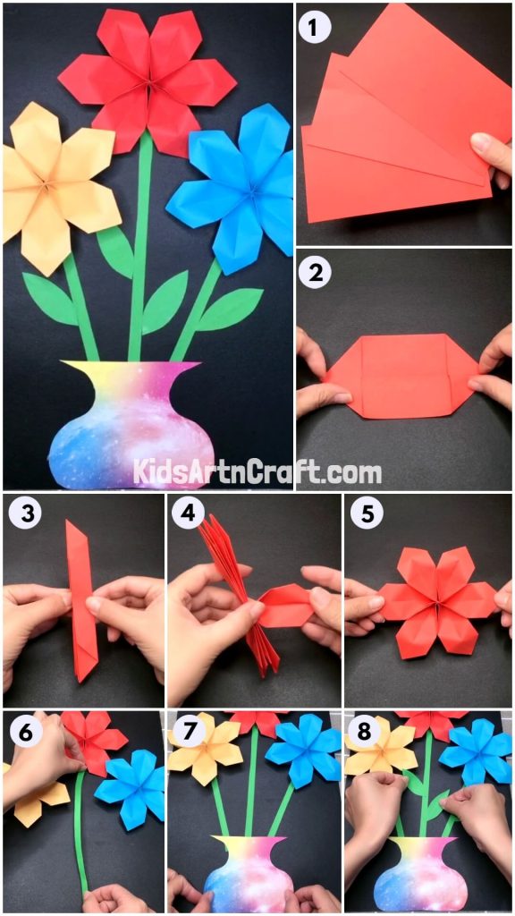Handmade Paper Flower Craft For Kids - Step by Step Tutorial - Kids Art ...