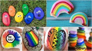 Handmade Rainbow Painted Rock Ideas - Kids Art & Craft