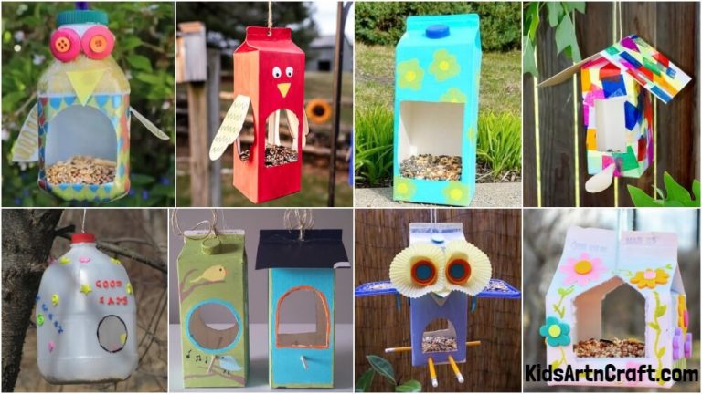 Milk Carton Bird Feeder Crafts - Kids Art & Craft