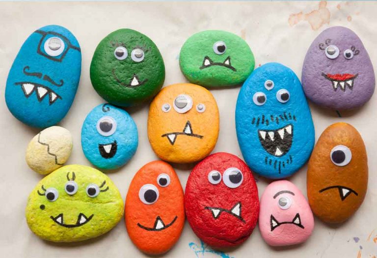 Cute Monster Painted Rock Crafts - Kids Art & Craft