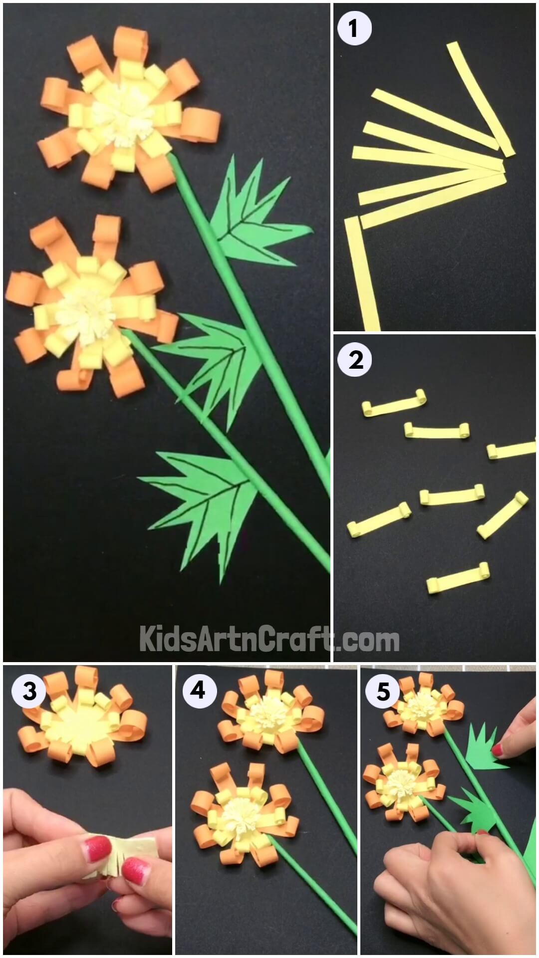 Paper Flower Craft – Step By Step Tutorial - Kids Art & Craft