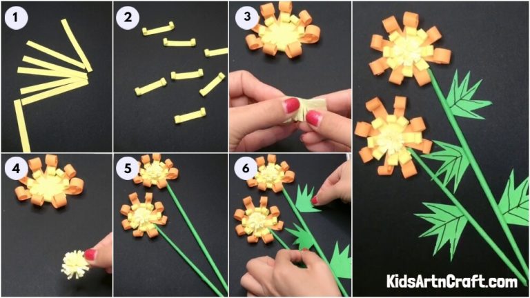 Paper Flower Craft – Step By Step Tutorial - Kids Art & Craft