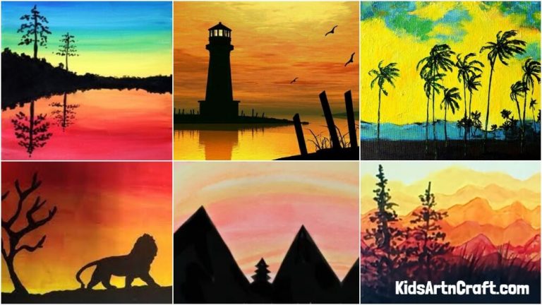Silhouette Landscape Paintings - Kids Art & Craft