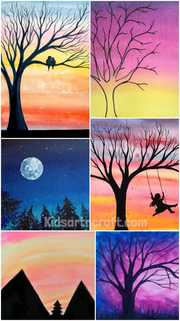 Silhouette Painting with Watercolors - Kids Art & Craft