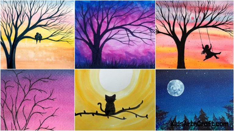 Silhouette Painting with Watercolors - Kids Art & Craft