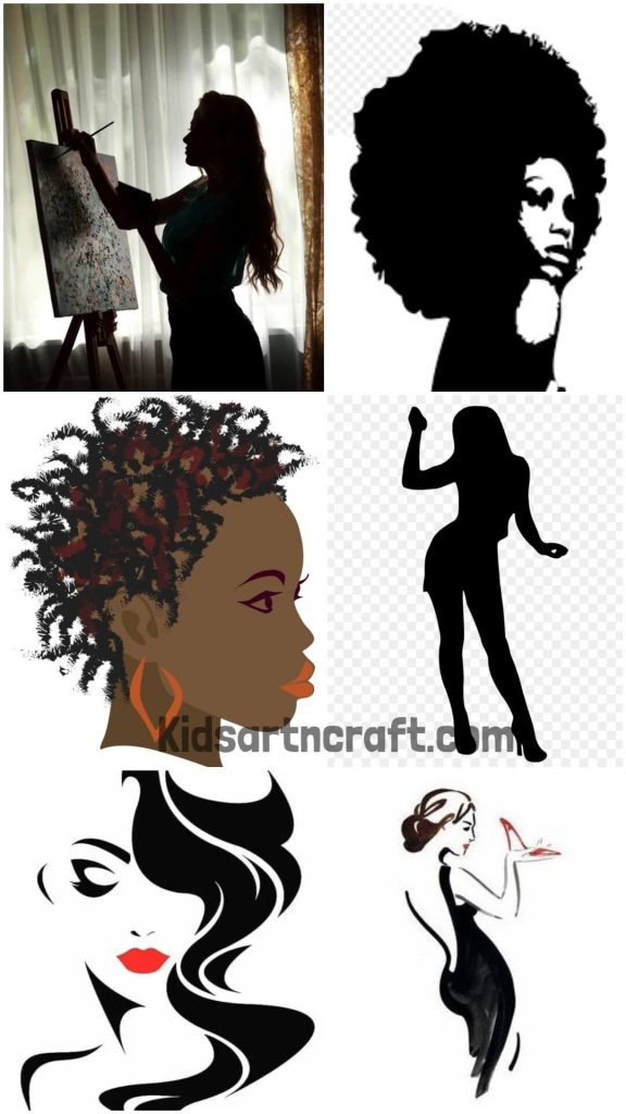 Silhouette Woman Paintings - Kids Art & Craft